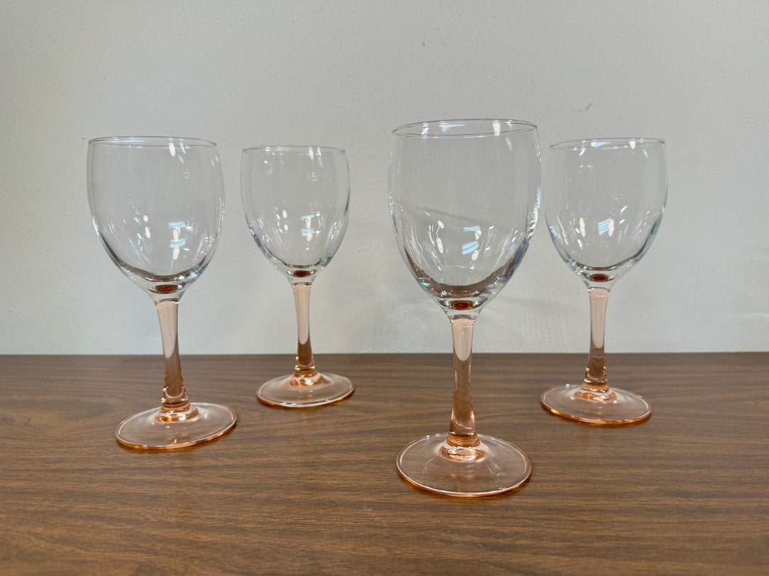 Four Luminarc Rose 6 Oz Wine Glasses - Pale Blush Light Pink ...
