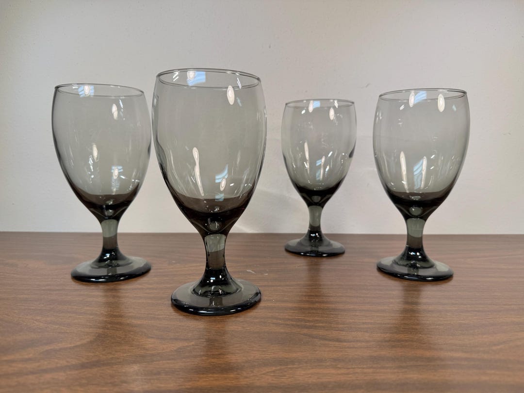 Four Libbey Classic Smoke 12 Oz Goblets - Retro Y2K Modern Minimalist ...