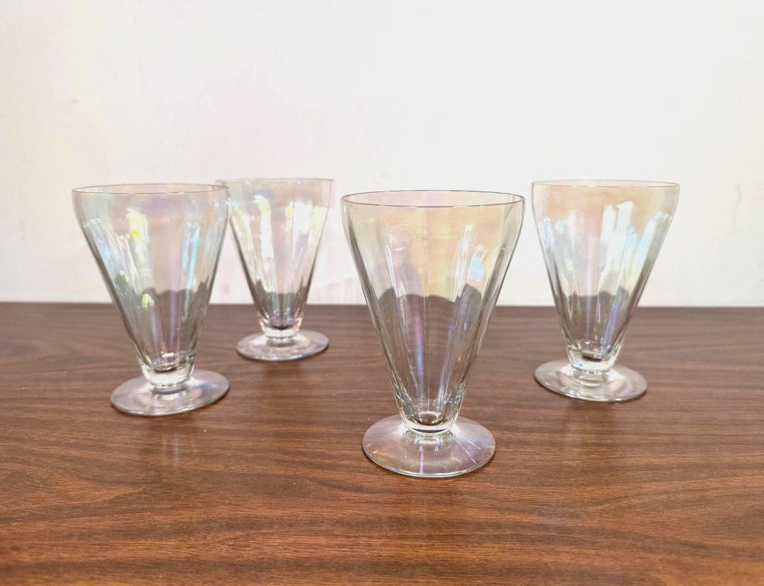 Four+ West Virginia Iridescent Luster 8 Oz Footed Tumblers - Depression ...