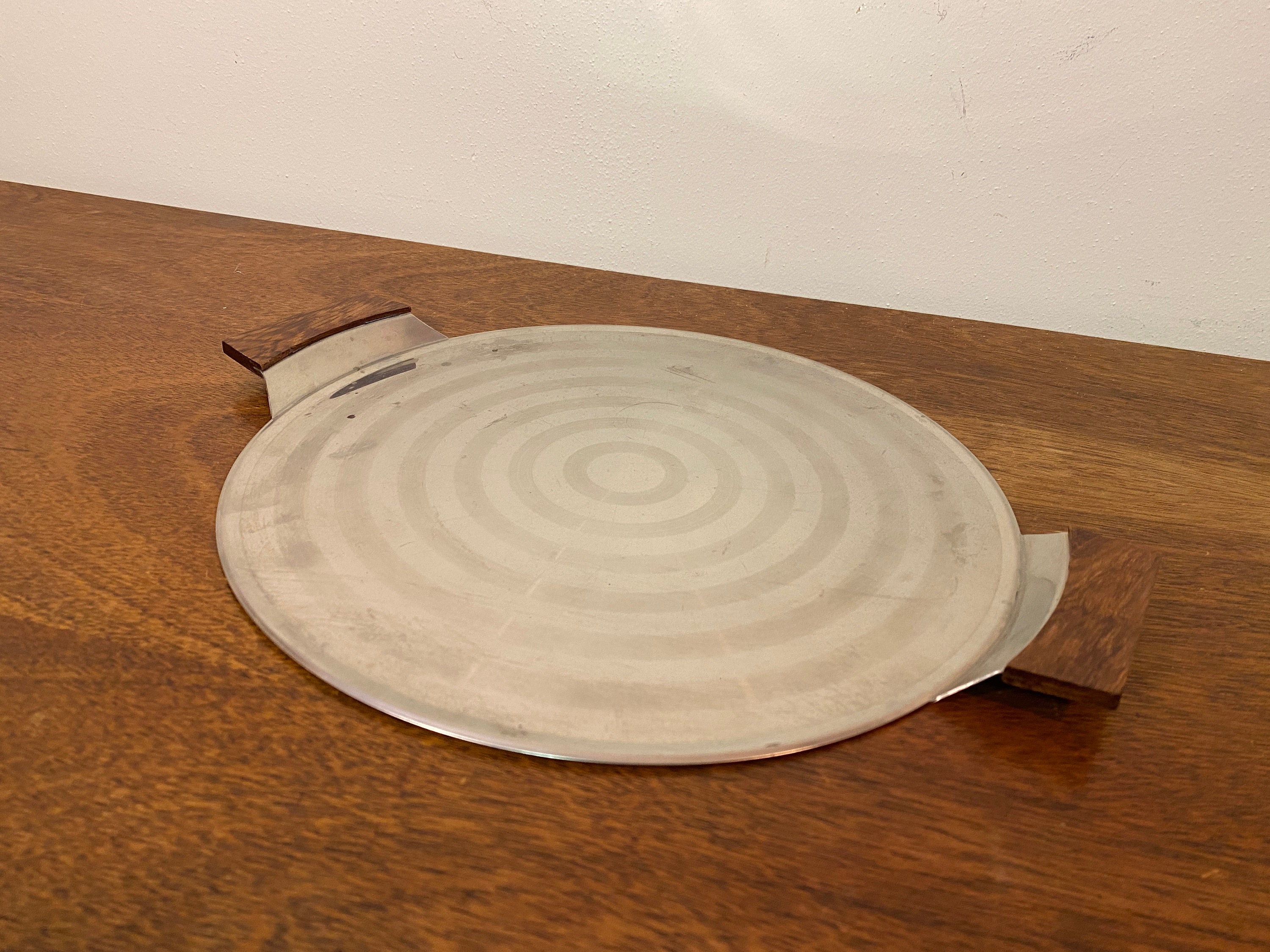 Bisco 11.75 Round Stainless Steel Tray with Raised Wood | Etsy