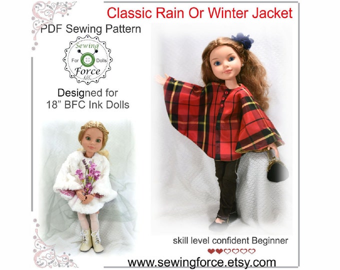 Doll Jacket PDF Sewing Pattern for 18 Inch BFC Ink Instant - Etsy