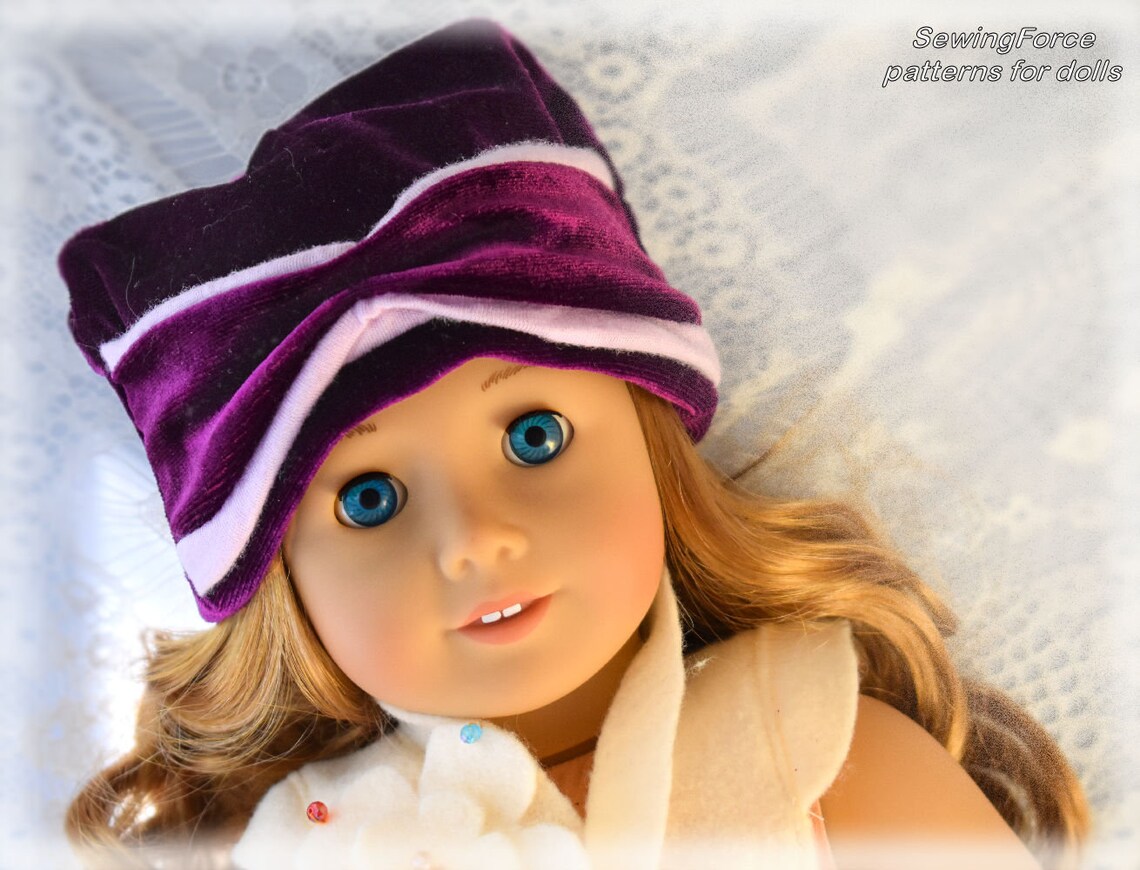 18 inch doll pdf sewing pattern hat with bow desighned for | Etsy