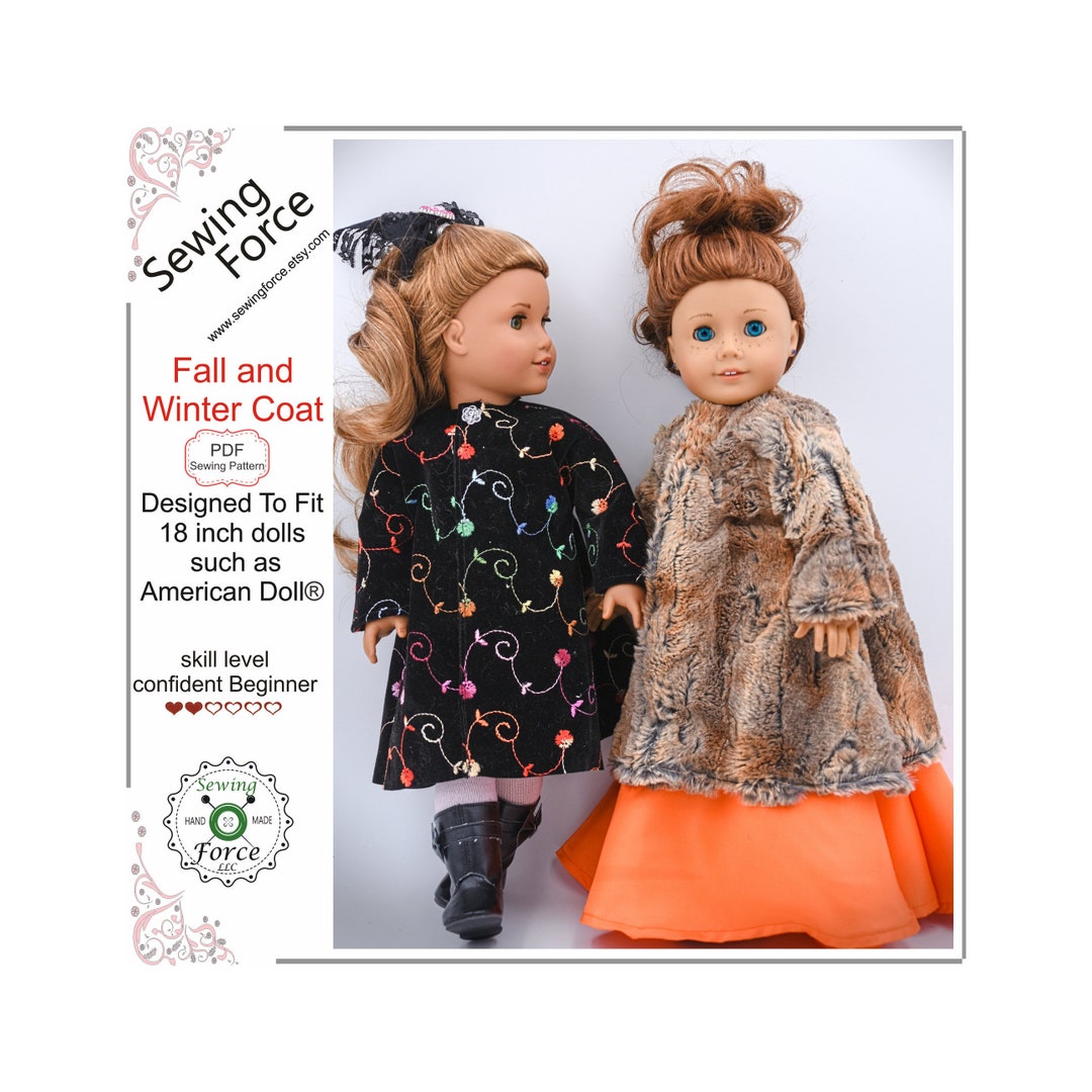 18 Inch Doll Clothes Pattern, Fall and Winter Coat, for Dolls Such as ...