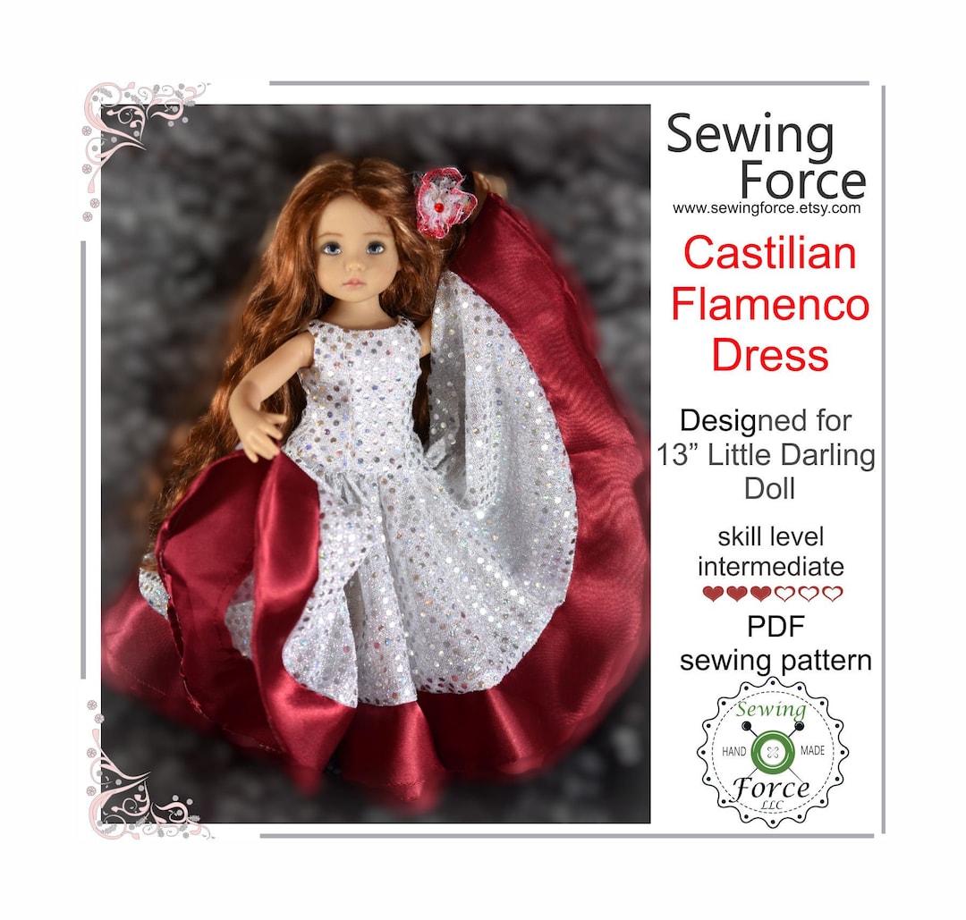 Castilian Flamenco Dress, PDF Sewing Pattern Designed for 13" Inch ...