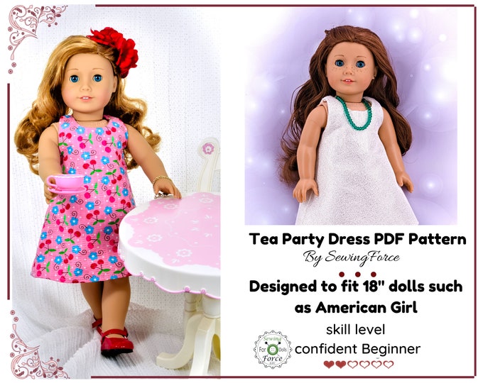 18 Inch Doll Dress Pattern, Tea Party, for Dolls Such as American Girl ...