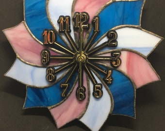 Gorgeous Swirl Stained Glass Brown Clock