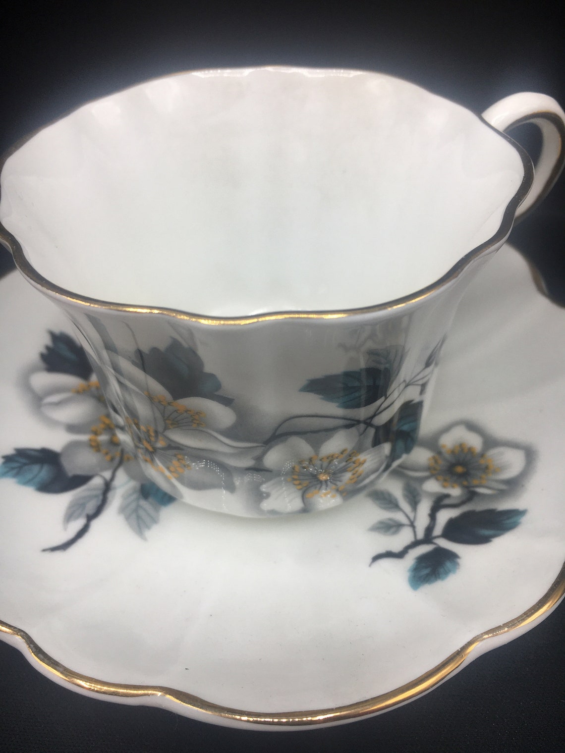 Vintage Grosvenor Jackson & Gosling Bone China White Flower Cup and ...