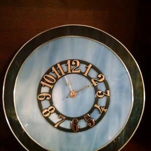 Double Blue Swirl Stained Glass 10 Inch Clock ! - Etsy