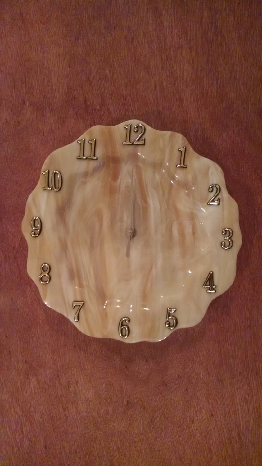 Gorgeous Swirl Tan Stained Glass Dinner Plate Size Clock ! - Etsy