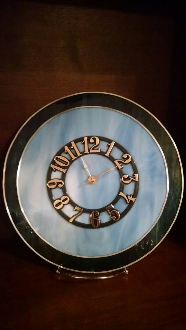 Double Blue Swirl Stained Glass 10 Inch Clock ! - Etsy
