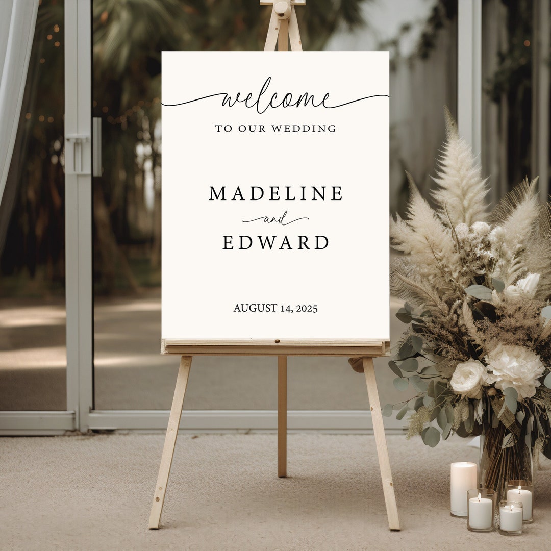 Wedding Welcome Sign, Reception Sign, Classic Wedding Sign, Minimalist ...