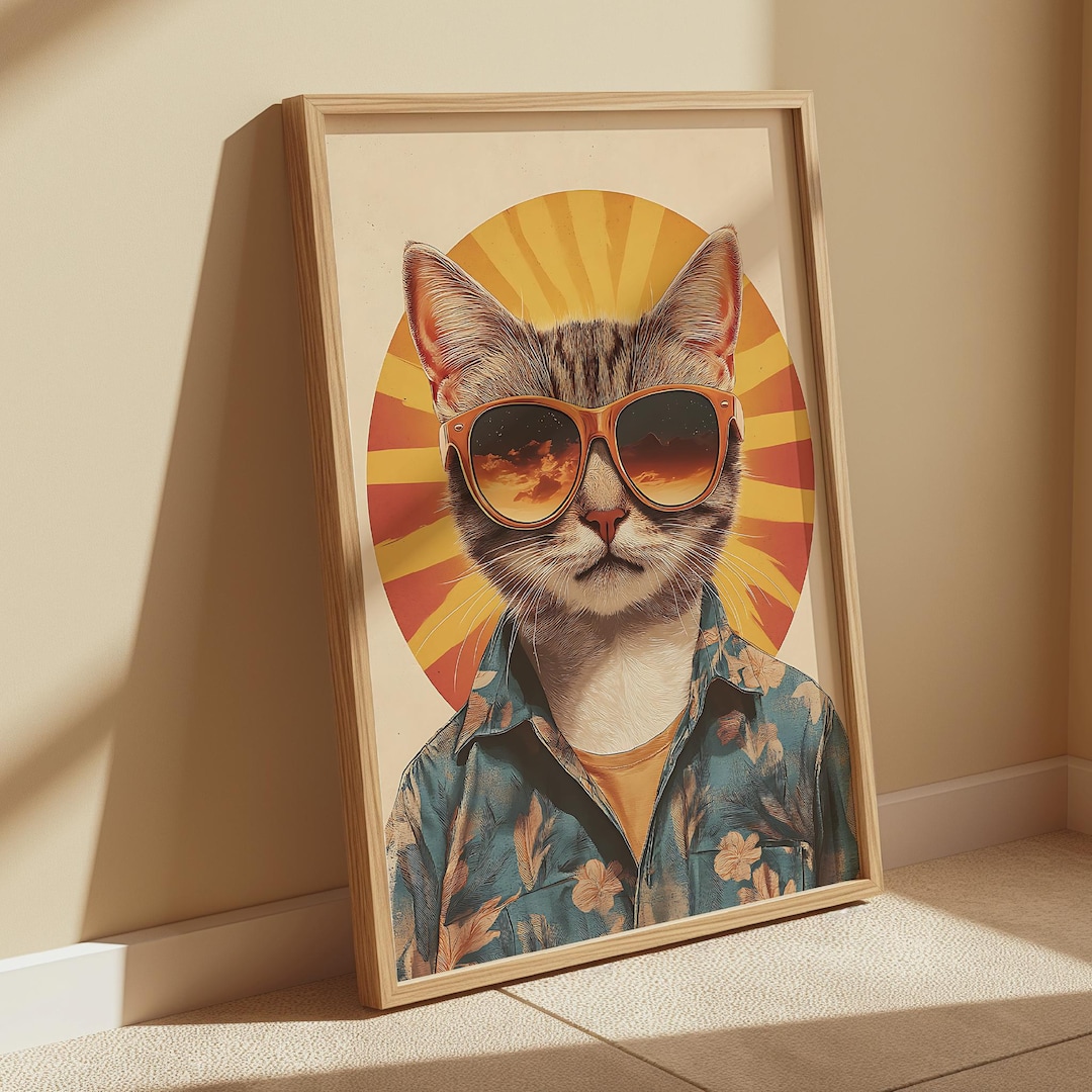 Art Deco Cool Cat Print / Poster – Tropical Vibes & Retro Charm ...