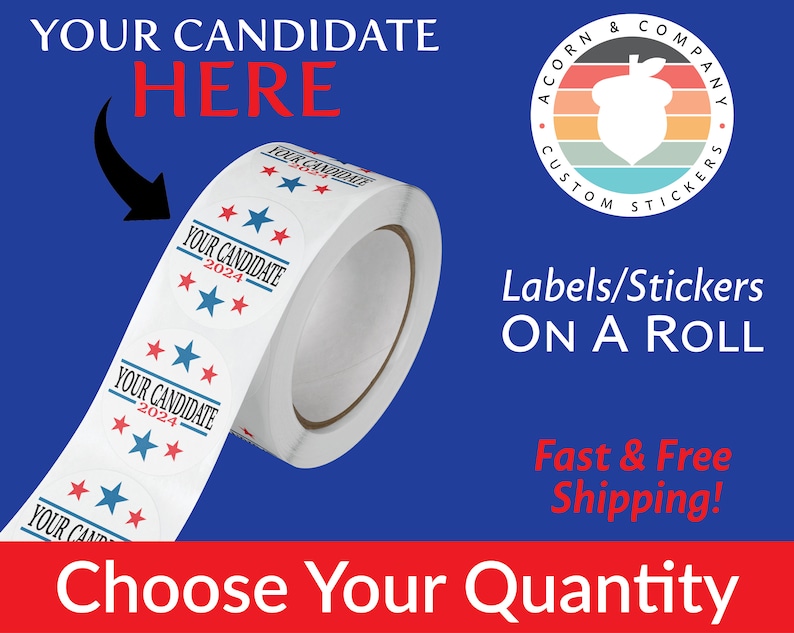 Custom Candidate Stickers, Political Campaign Stickers, 2" Round - Etsy