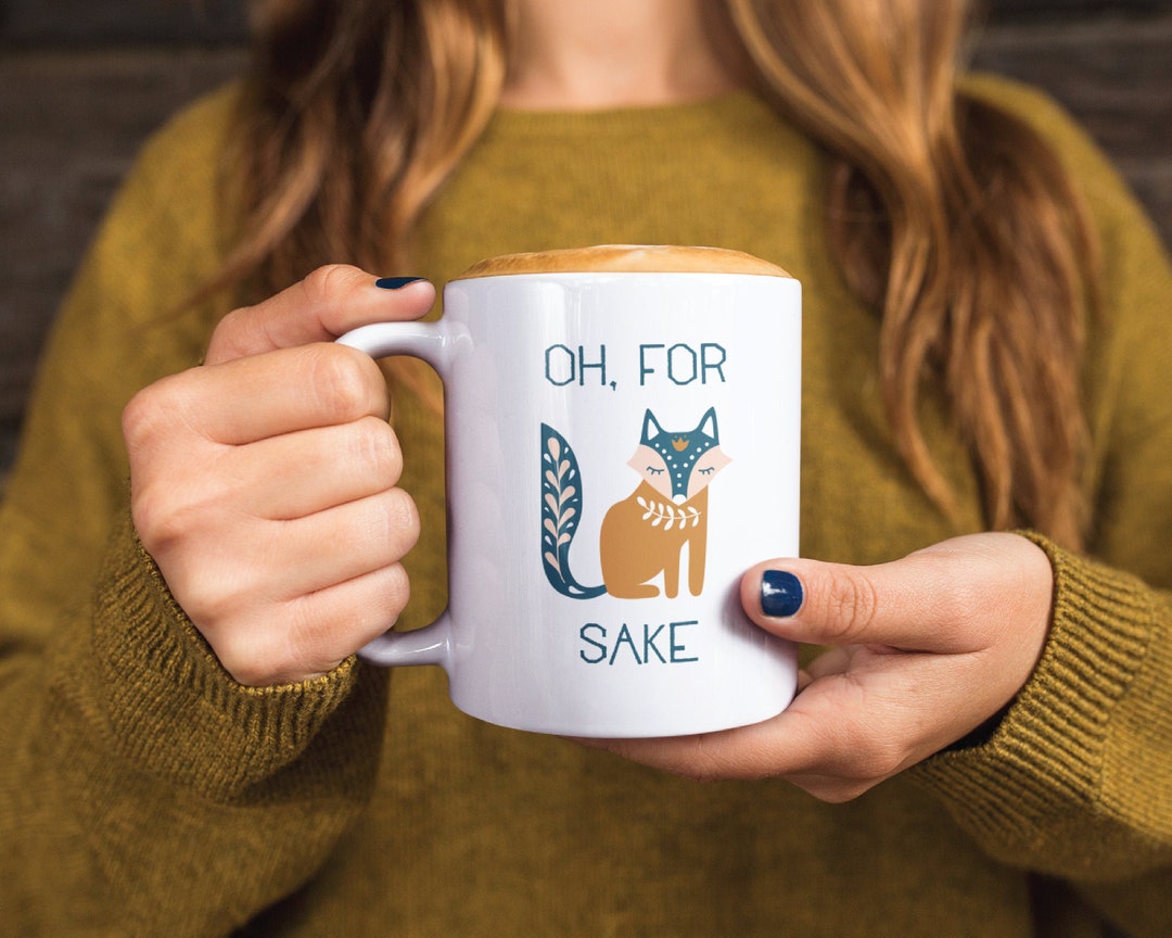 For Fox Sake Mug, Folk Art Coffee Mug, Folk Art Coffee Cup, Folk Artsy ...