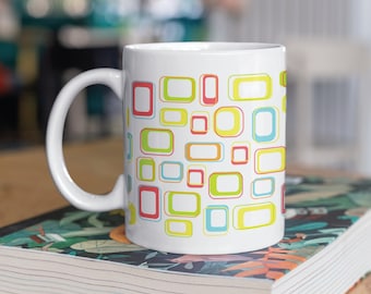 Retro Mid Century Modern Color Pattern on a Latte Mug - Etsy