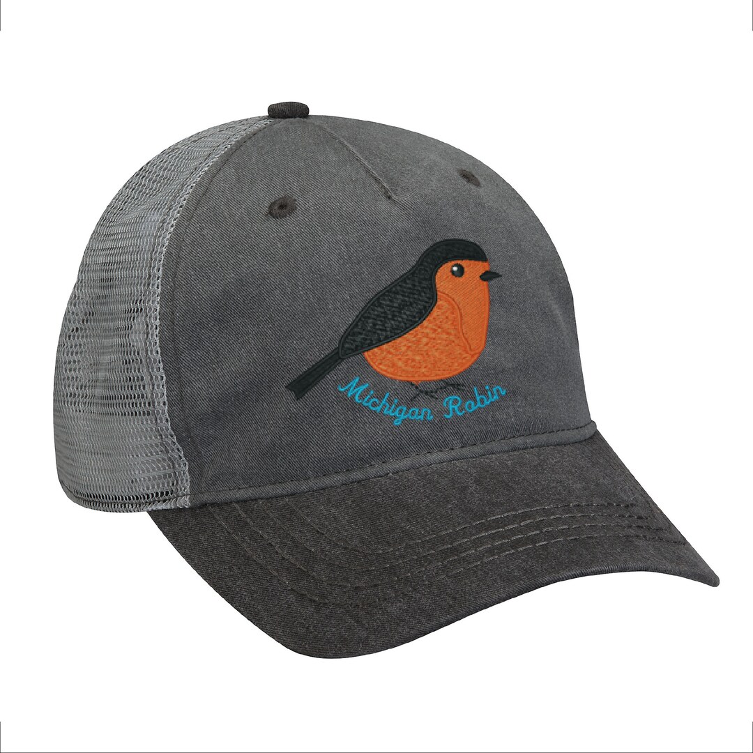 Embroidered Michigan Robin Snap Back Cap | Michigan Hat | Embroidered ...