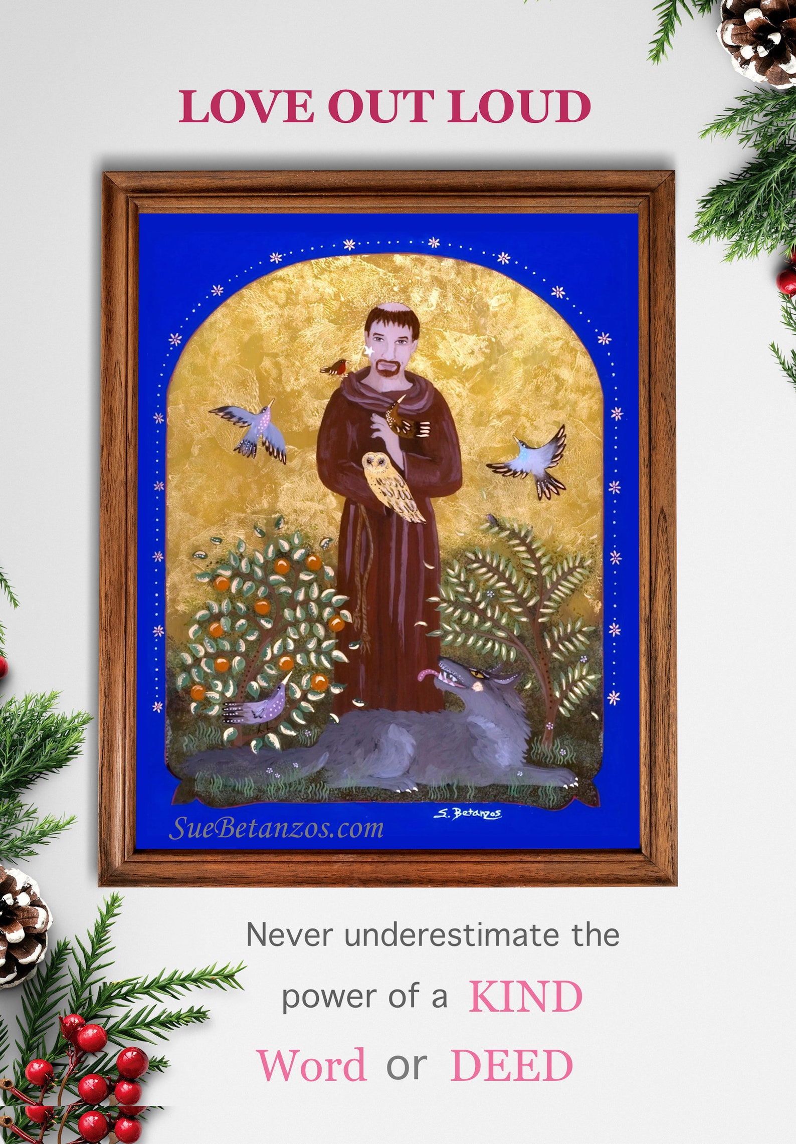 St Francis of Assisi Art With Wolf Print Catholic Saint - Etsy