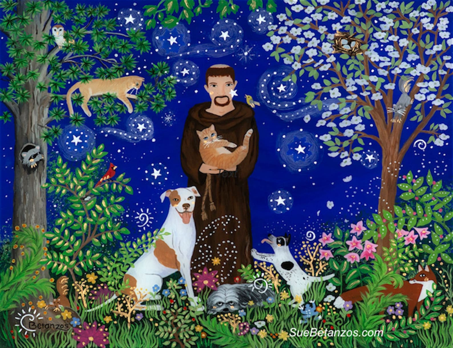 St. Francis of Assisi Dog Cat Print By Sue Betanzos Print Pet | Etsy