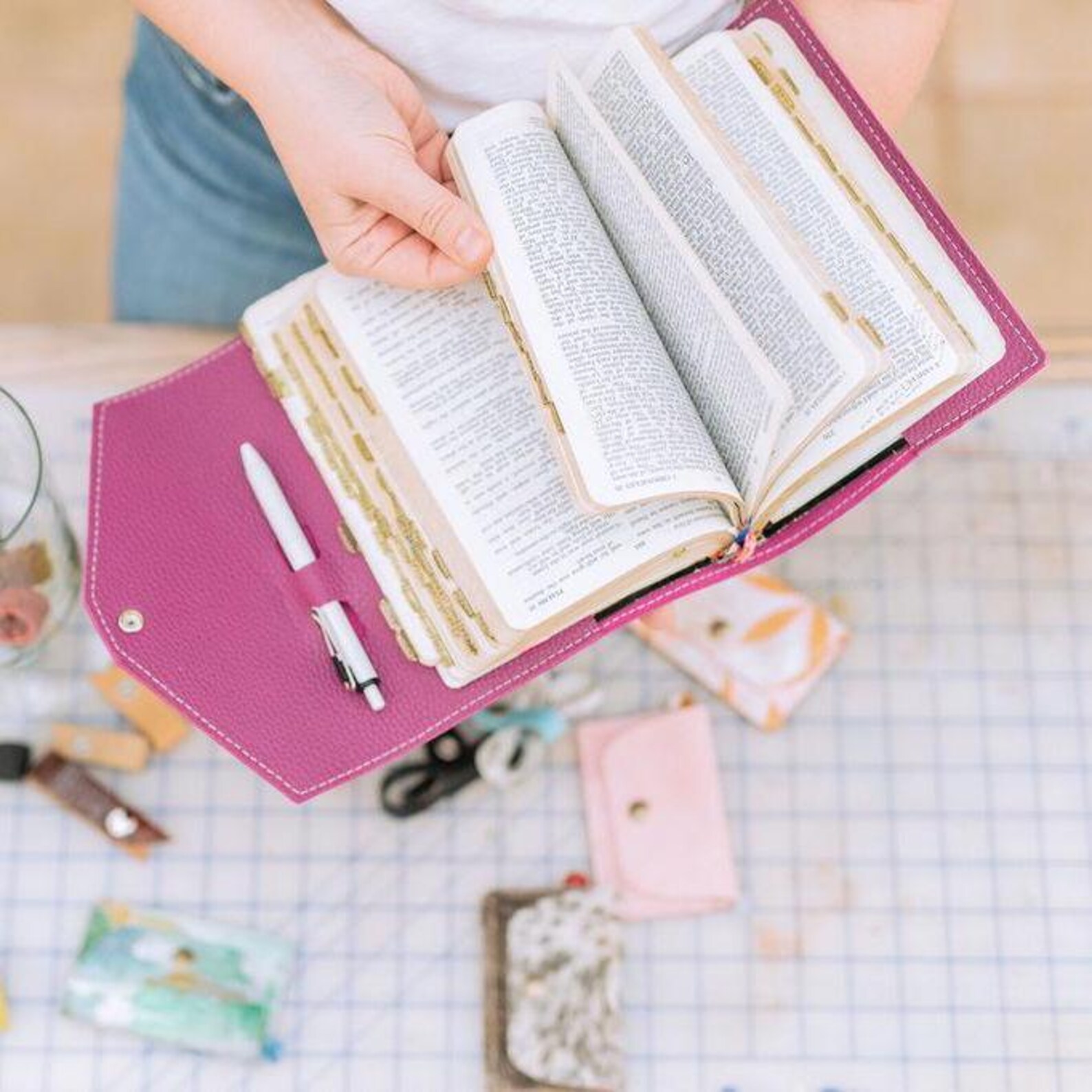 Custom Handmade Leather Bible Cover, Snap Close Bible Protector ...