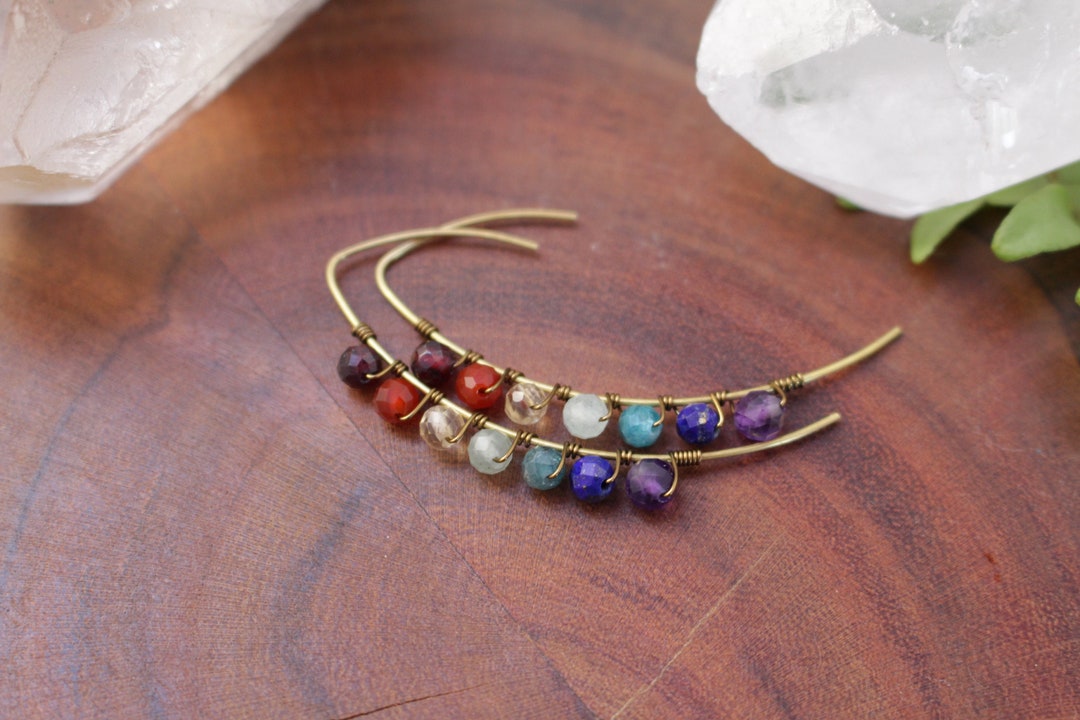 Rainbow Chakra Ear Threads // 7 Chakra Earrings // Chakra Jewelry ...