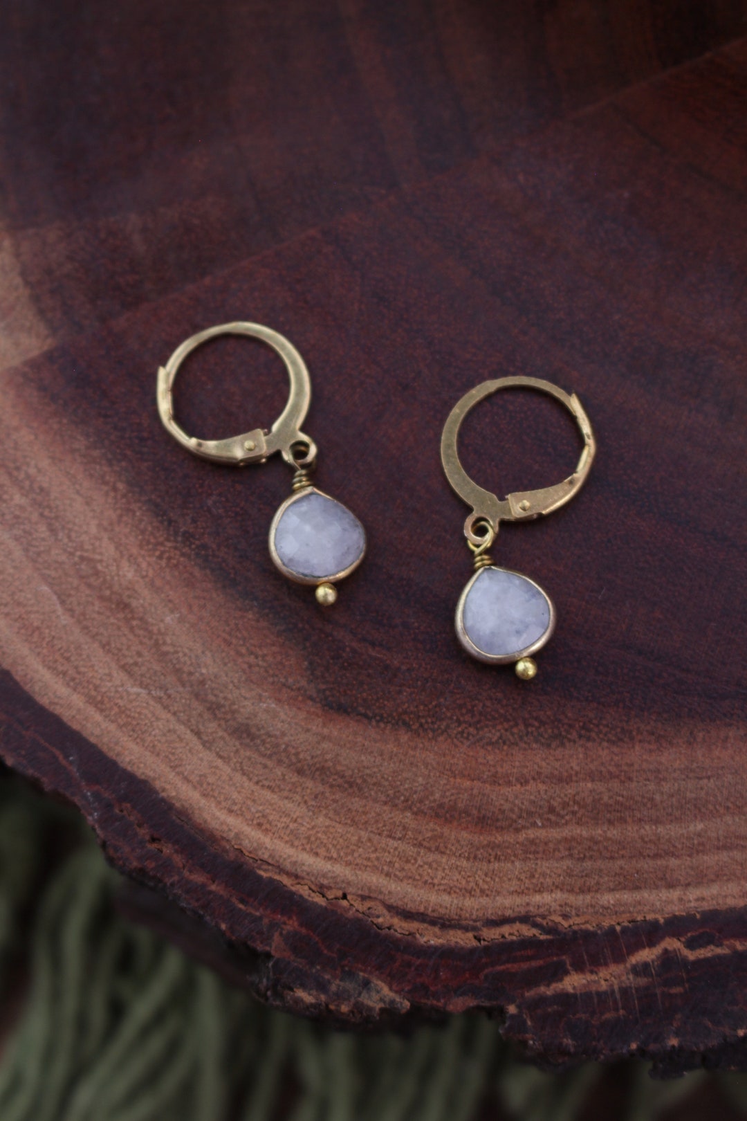 Moonstone Raindrop Earrings, Tiny Huggie Earrings, Teardrop Earrings ...