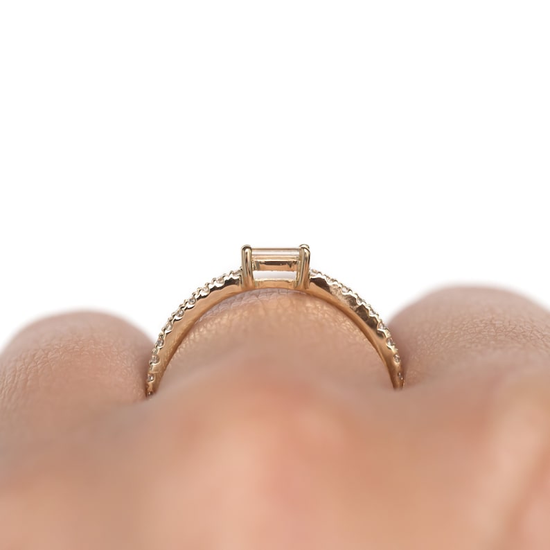 14K Yellow Gold Baguette Diamond Ring Pointer Finger Ring - Etsy