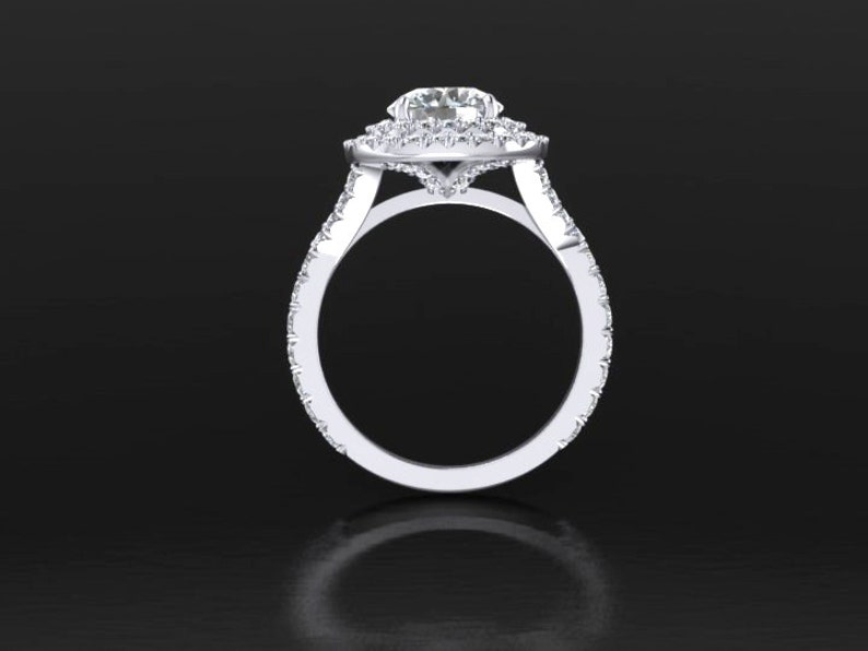 Double Halo Round Engagement Ring Setting Bridal Ring - Etsy