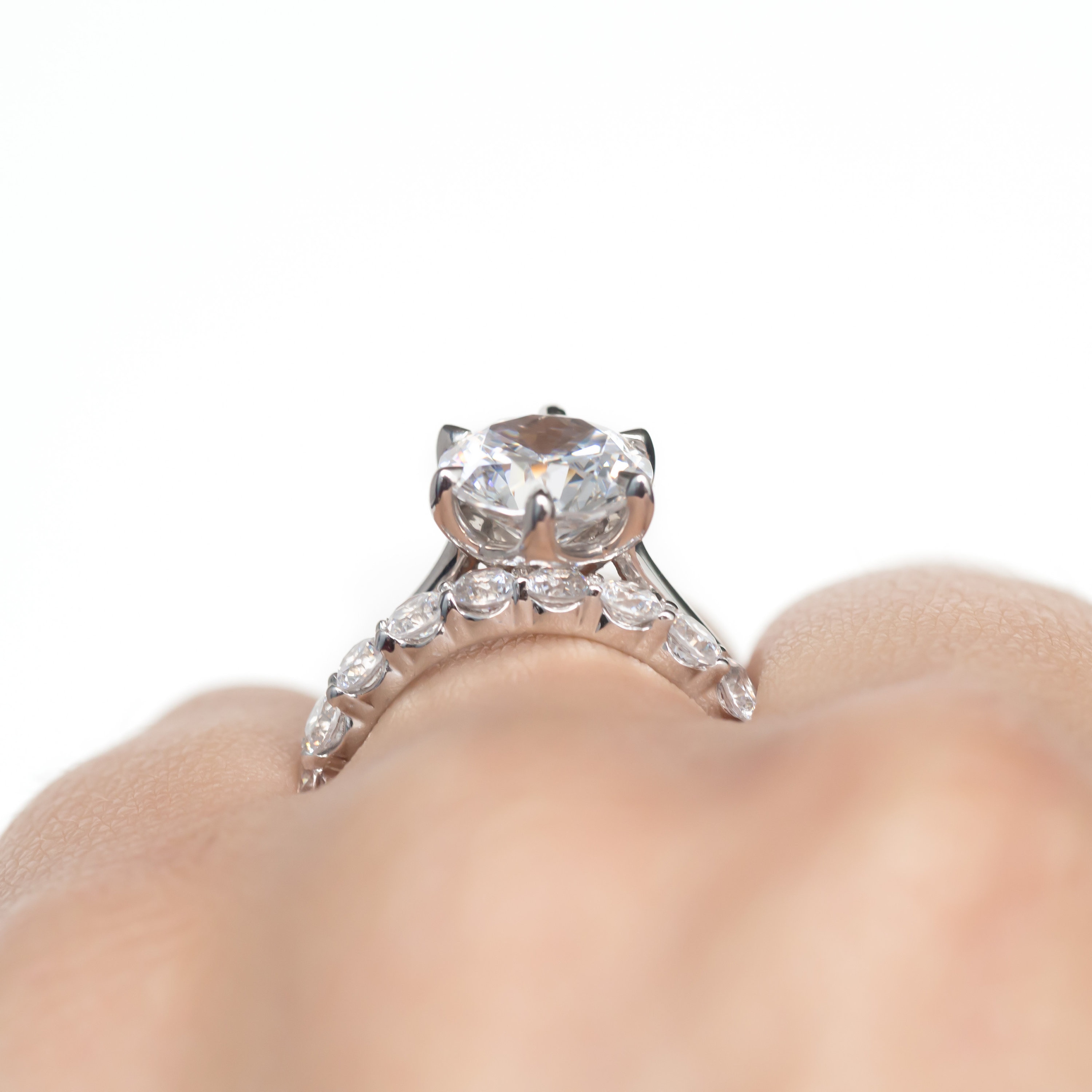 6 Prong Solitaire Setting With Tulip Head and Diamonds on the Bridge ...