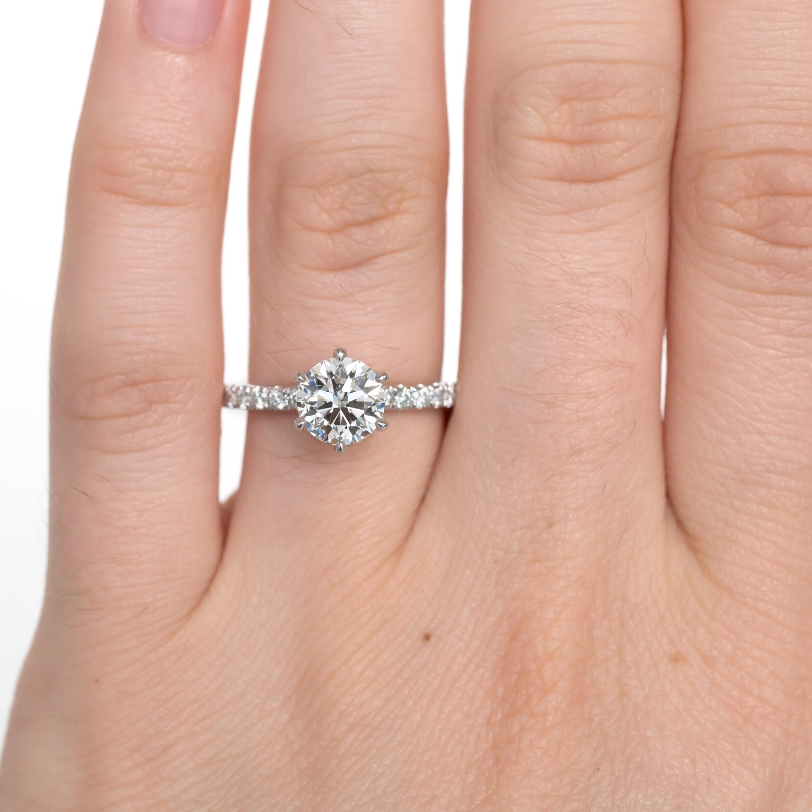 6 Prong Straight Prong Solitaire Engagement Ring Setting With Diamond ...