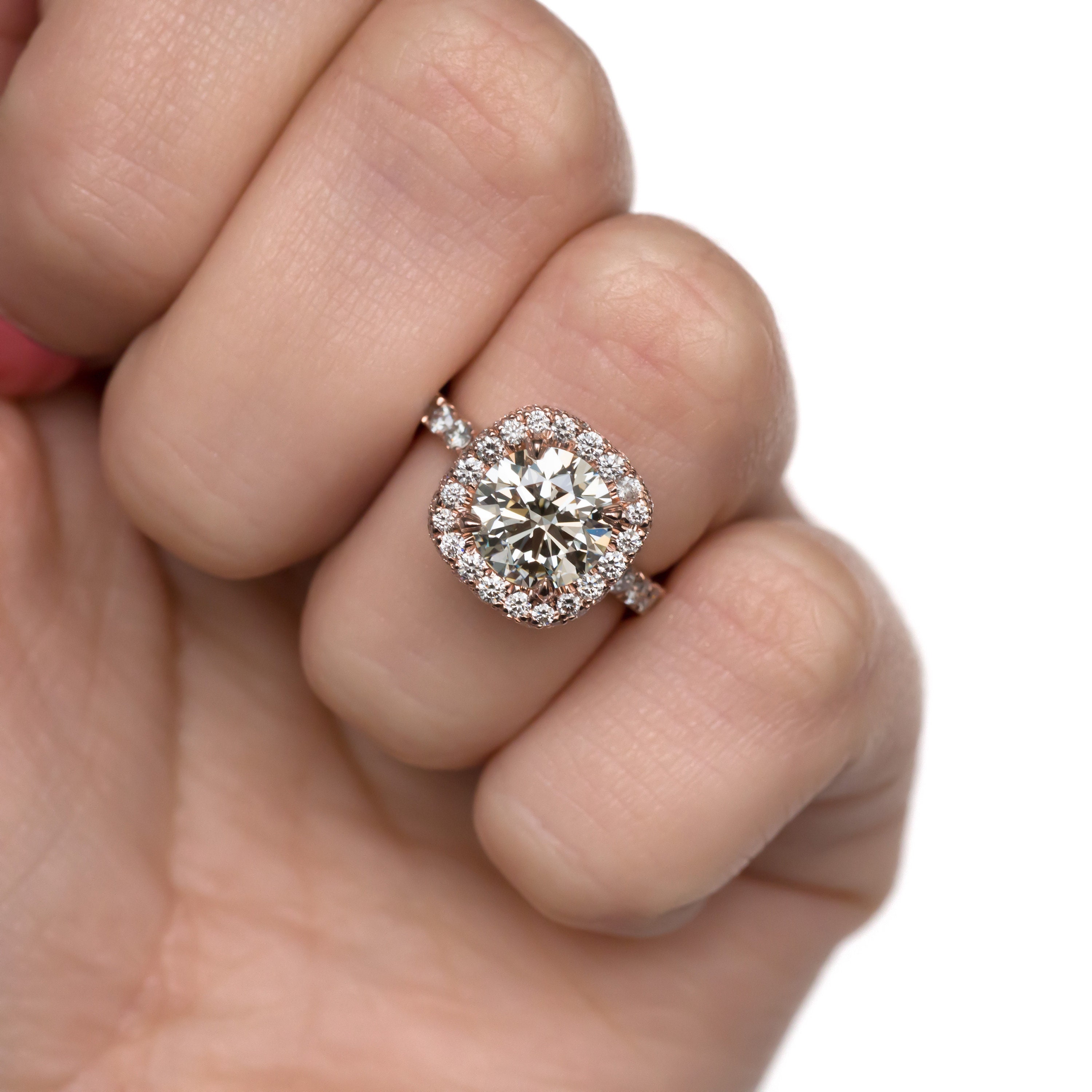 Cushion Halo Engagement Ring Setting With Diamonds up & Out - Etsy