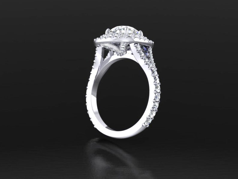 Double Halo Round Engagement Ring Setting Bridal Ring - Etsy