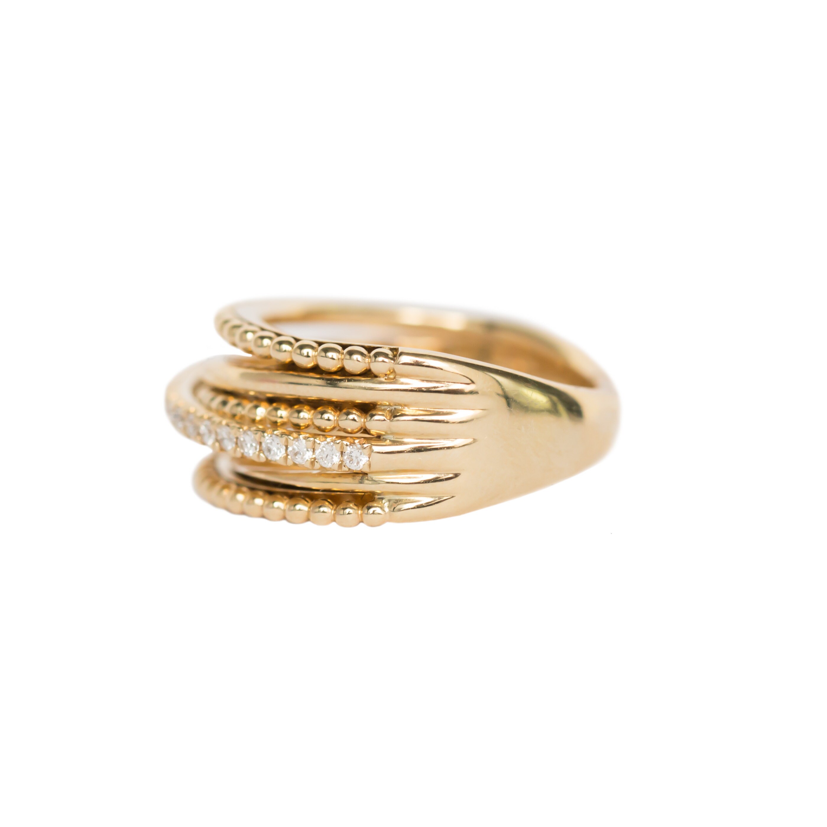 14K Yellow Gold Diamond Ring, Pointer Finger Ring, Right Hand Diamond ...