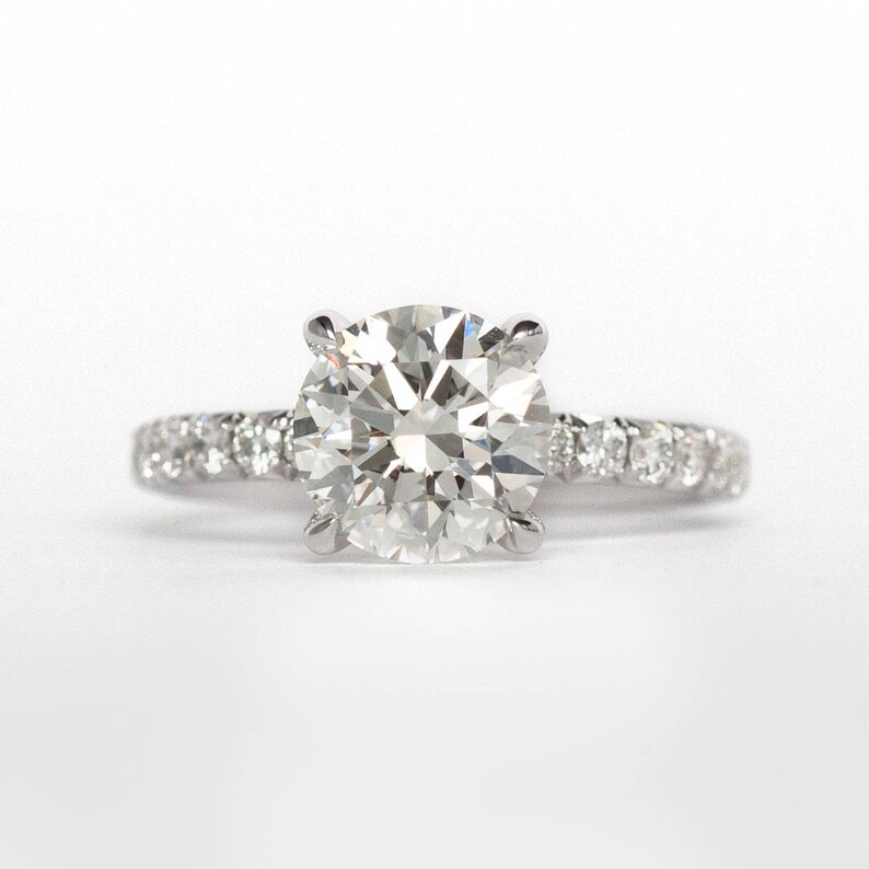 4 Prong Straight Prong Solitaire Engagement Ring Setting With Diamond ...
