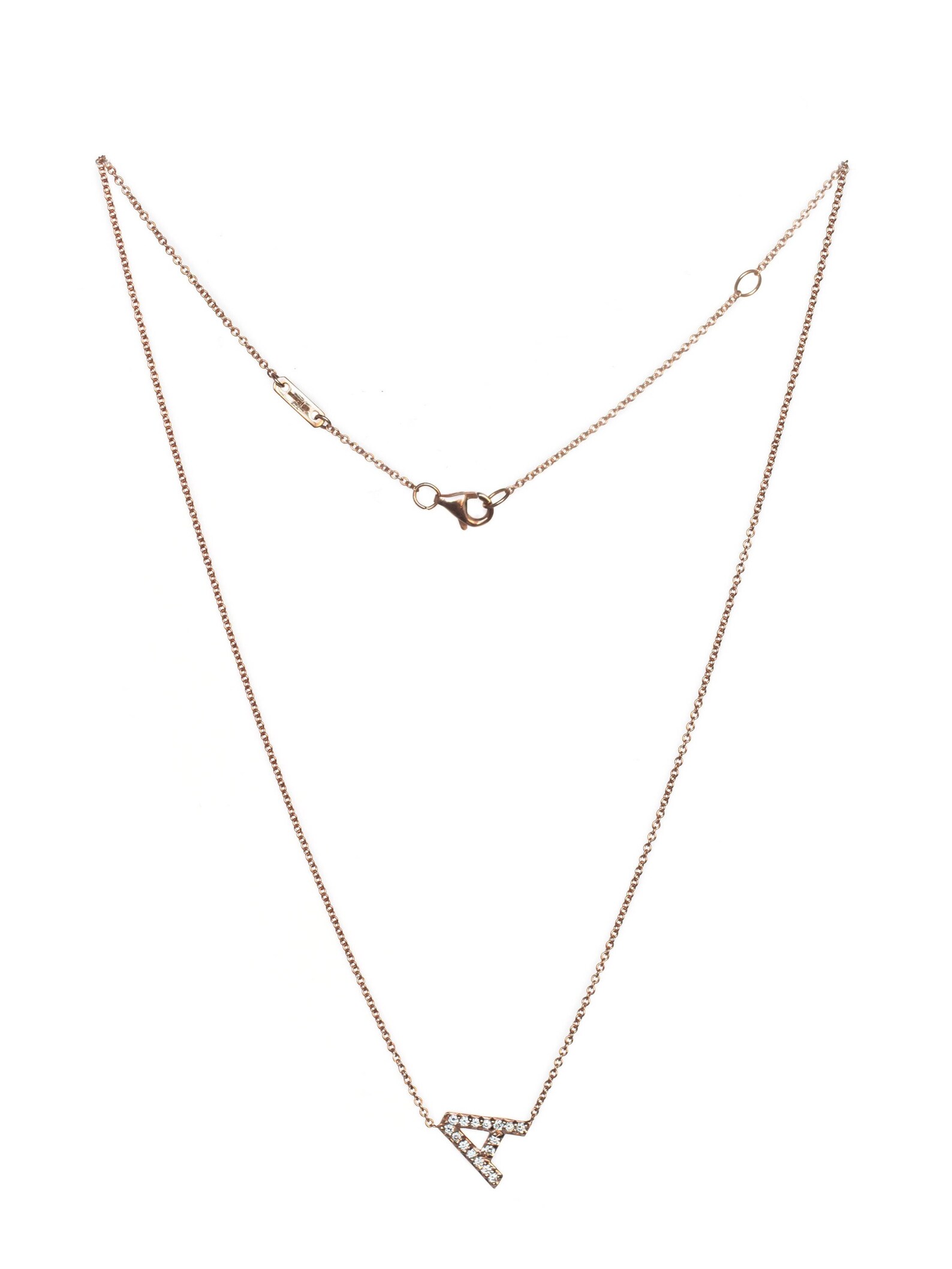 Slanted Block A Diamond Initial Pendant on Dainty Chain, A Letter ...