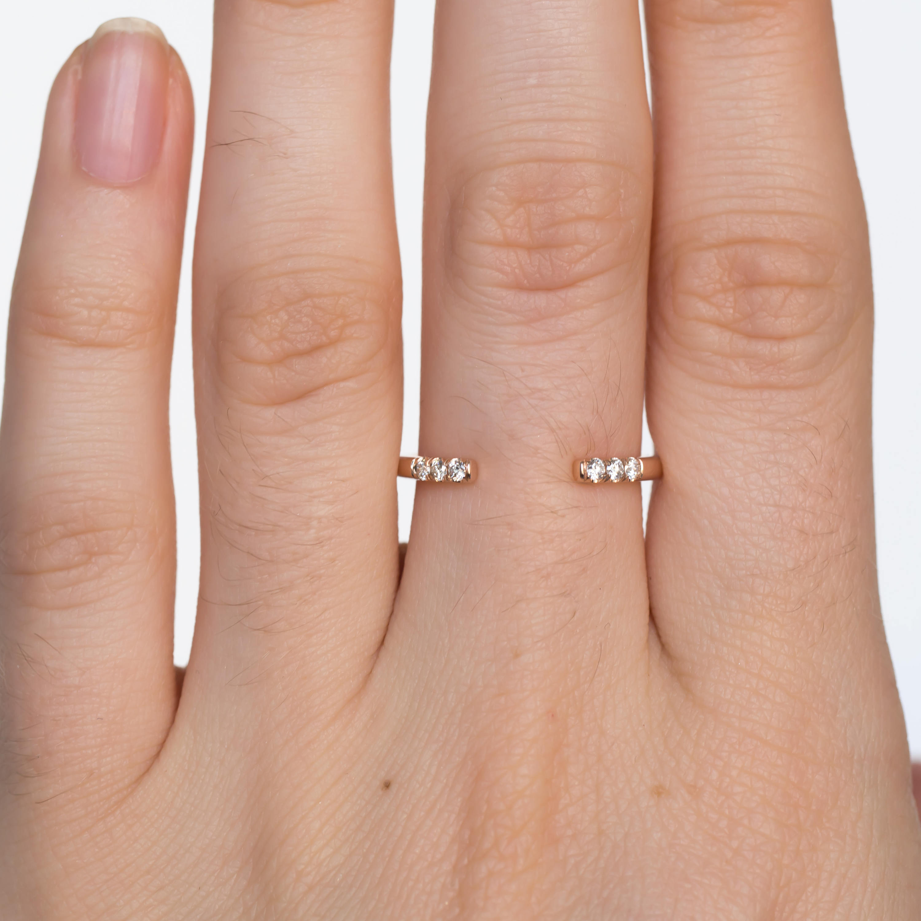 14k Rose Gold Open Cuff Ring, Open Diamond Wedding Band, Open Rose Gold ...