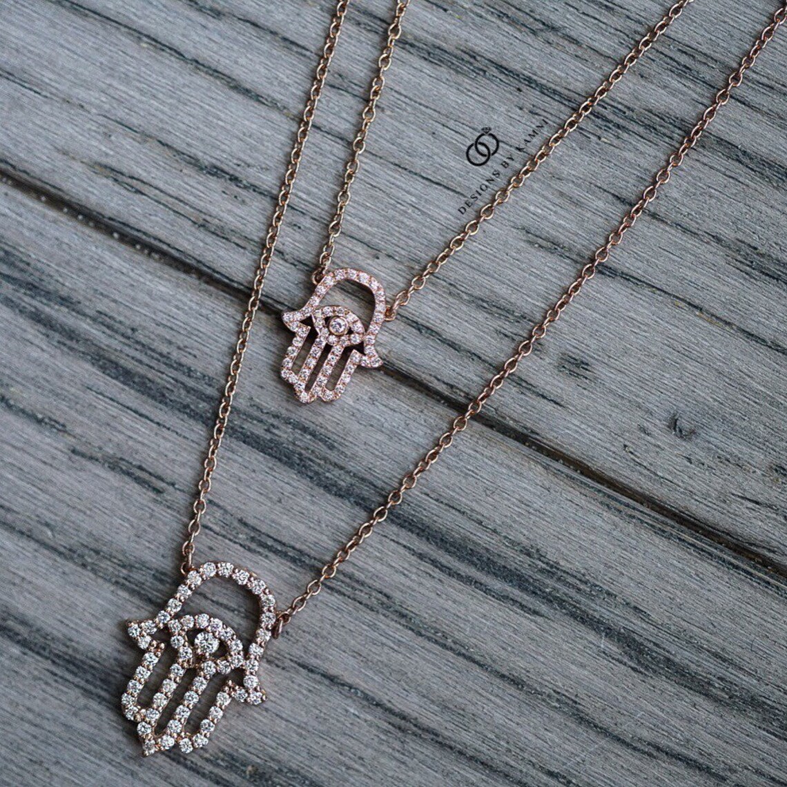 Medium White Gold and Diamond Hamsa Pendant on a Dainty - Etsy