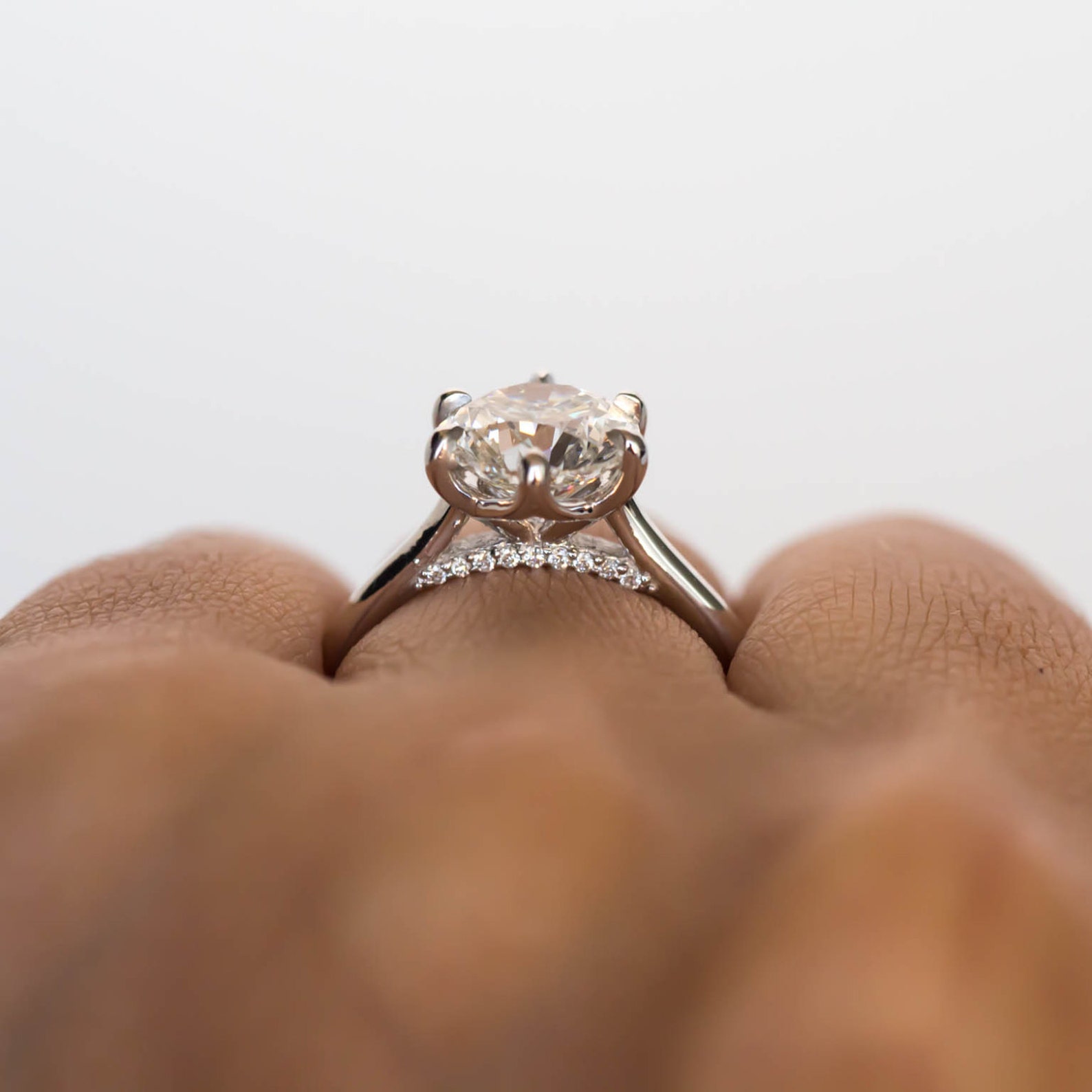 6 Prong Solitaire Setting With Tulip Head and Diamonds on the Bridge ...