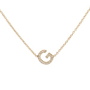 Slanted Block G Diamond Initial Pendant on Dainty Chain, G Letter ...