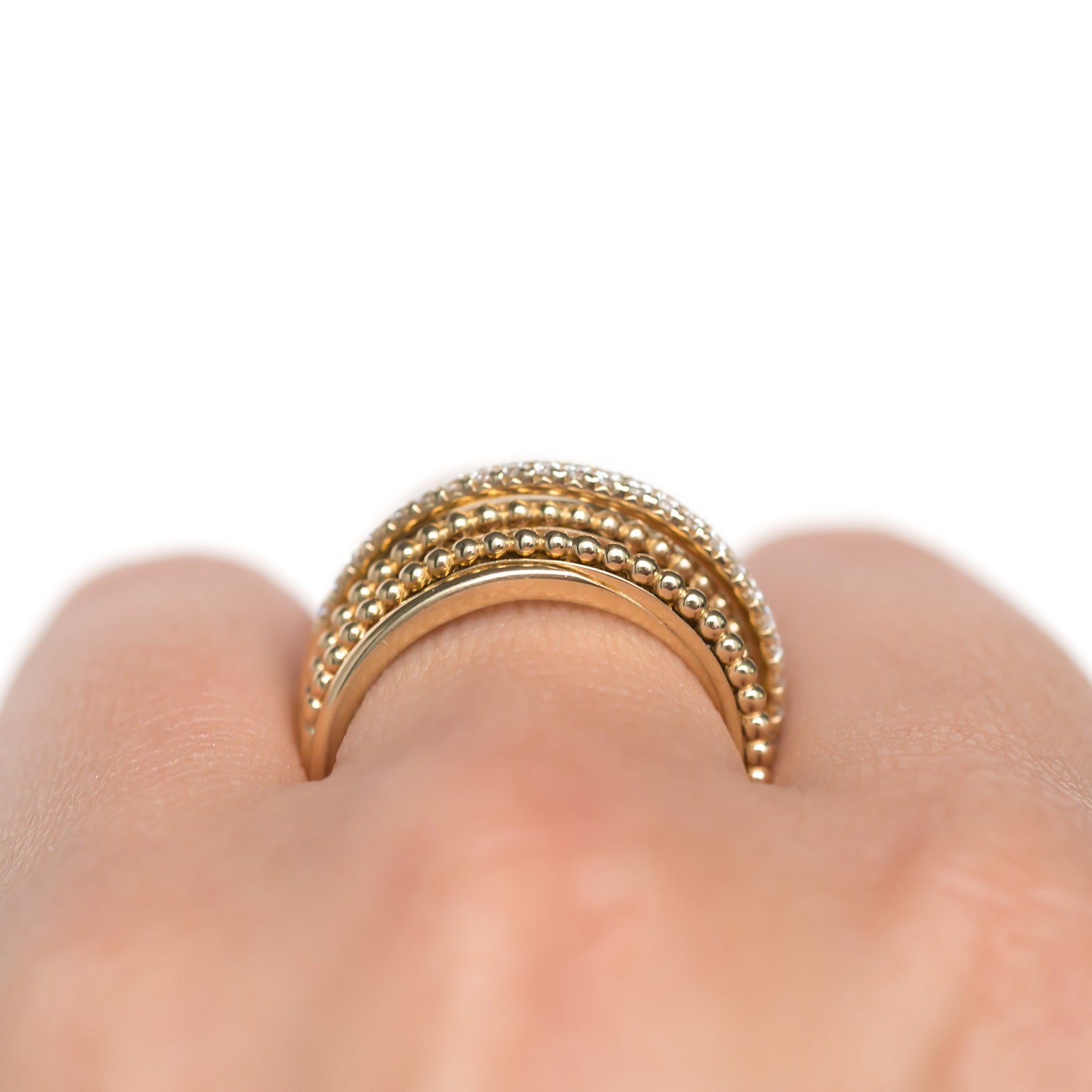 14K Yellow Gold Diamond Ring Pointer Finger Ring Right Hand - Etsy