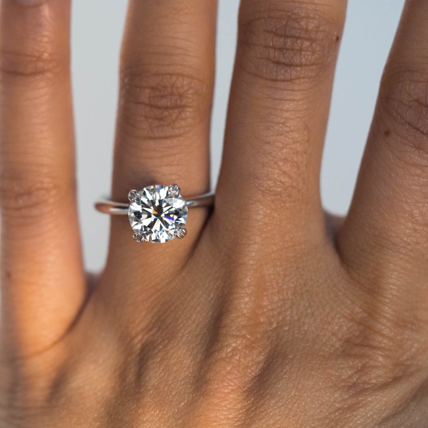 Round Brilliant Cut Solitaire Diamond Engagement Ring With Plain Band ...