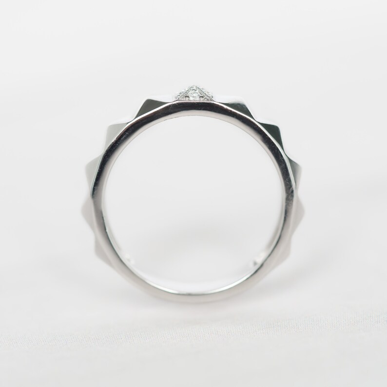 White Gold Diamond Shield Ring Pointer Finger Ring Right - Etsy