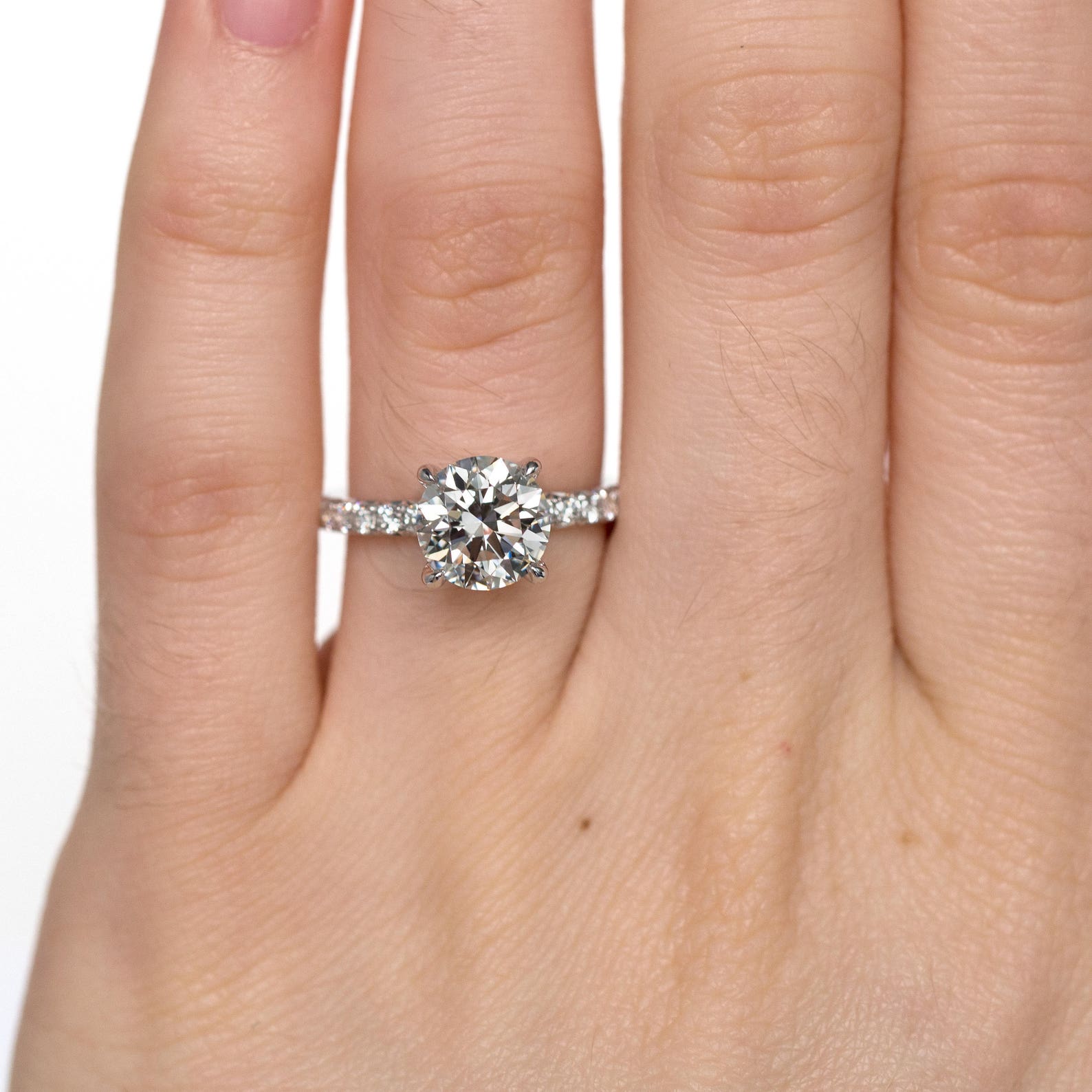 4 Prong Straight Prong Solitaire Engagement Ring Setting With Diamond ...