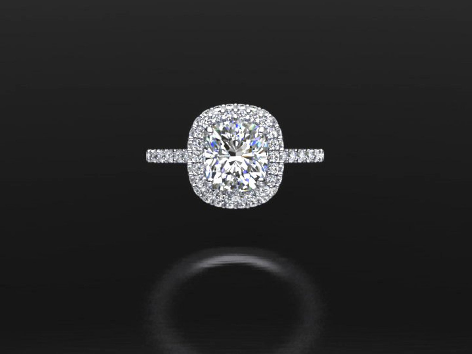 Cushion Cut Engagement Ring Setting With Halo Diamonds on - Etsy