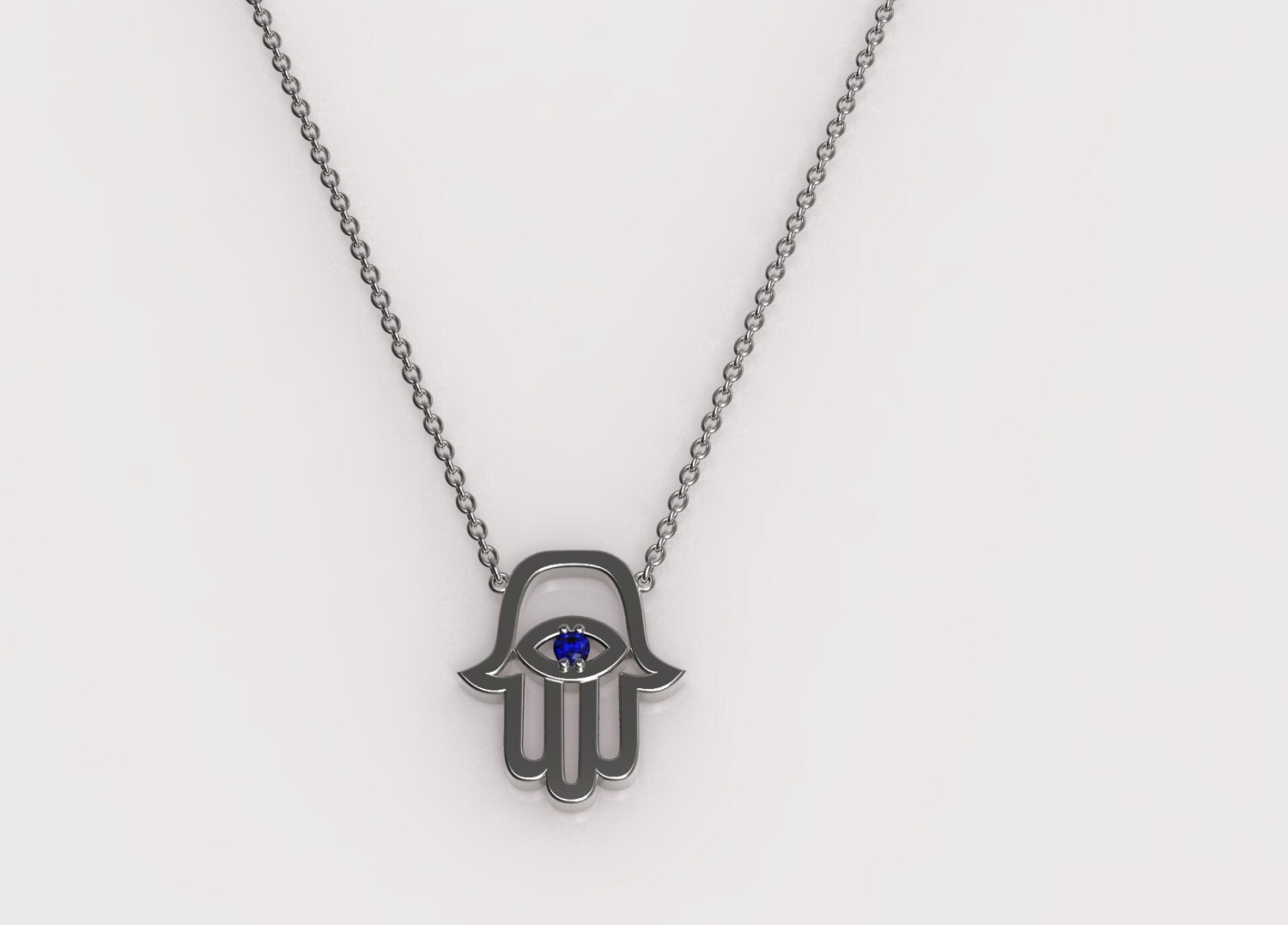 Small White Gold Hamsa Pendant on a Dainty Necklace With - Etsy