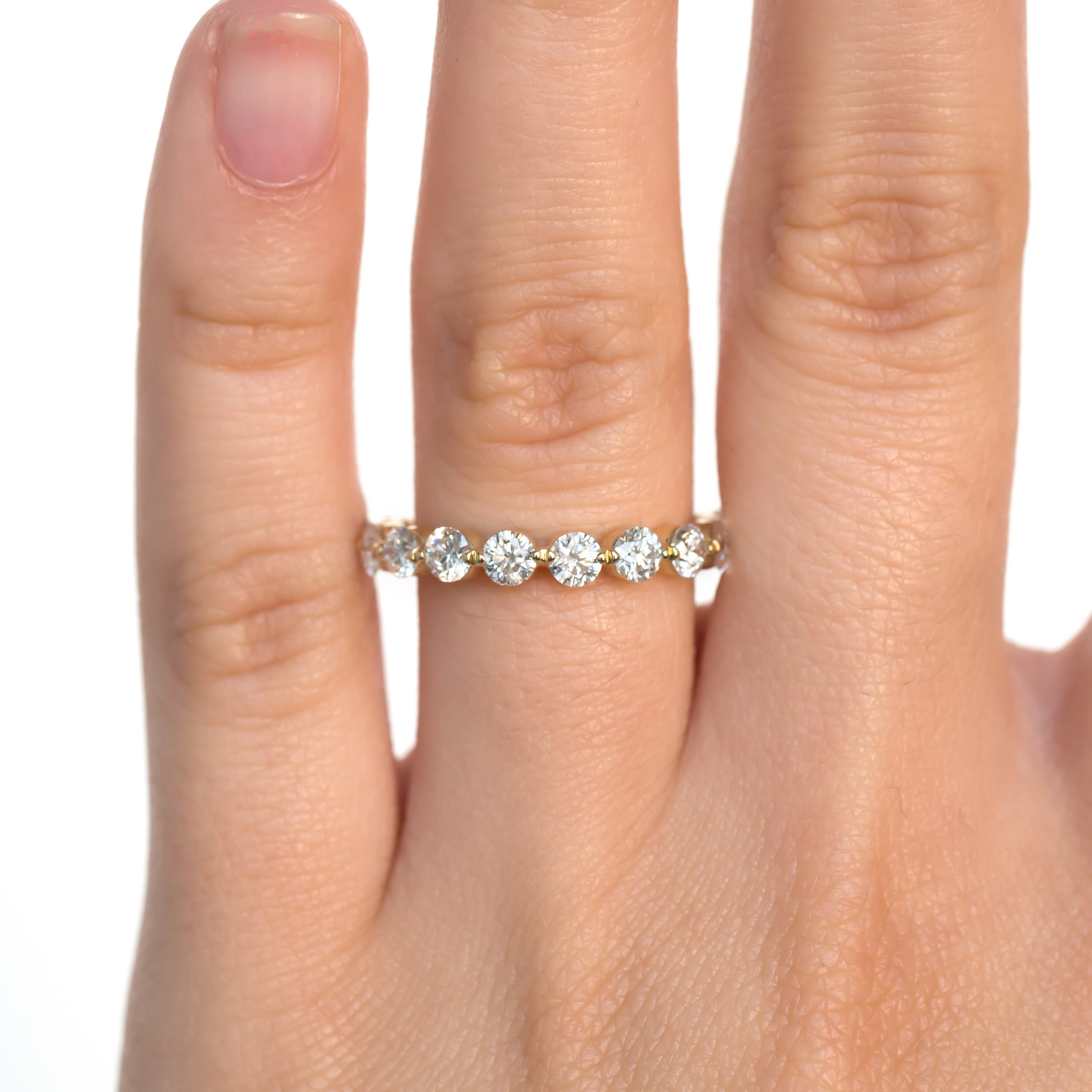 Women's Single Prong Diamond Wedding Band With 10 Pointer Diamonds 3/4 ...