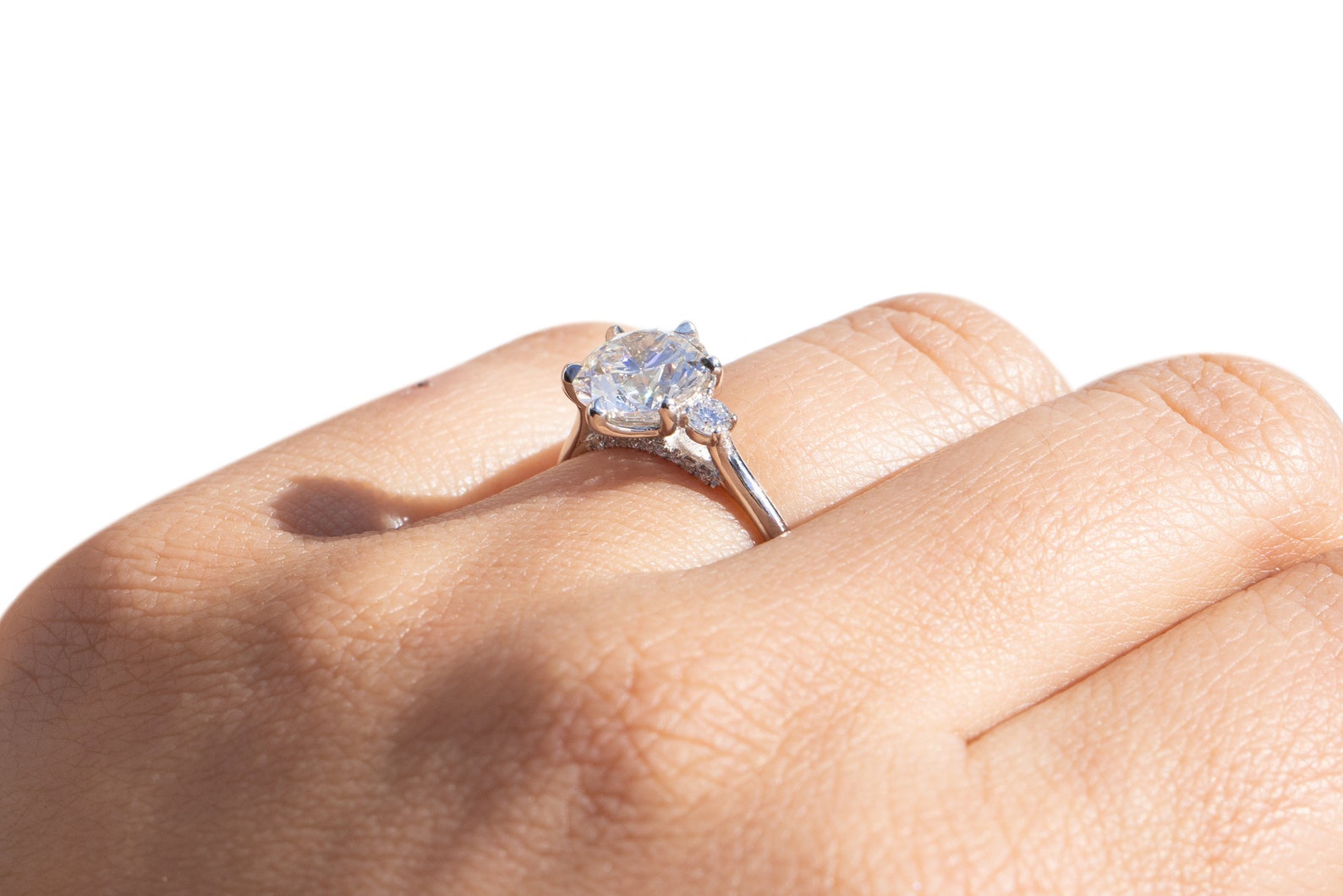 Tulip Solitaire 3 Stone Setting - Etsy