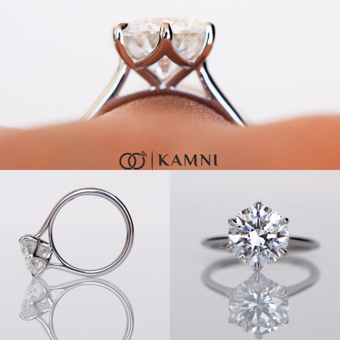 6 Prong Solitaire Setting With Tulip Head. Classic Solitaire - Etsy