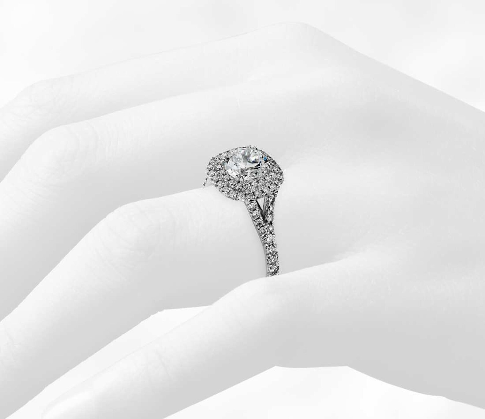 Double Halo Round Engagement Ring Setting Bridal Ring - Etsy