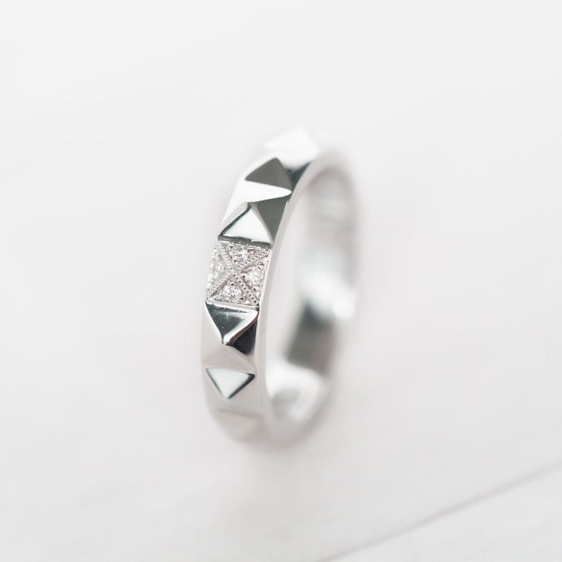 White Gold Diamond Shield Ring Pointer Finger Ring Right - Etsy