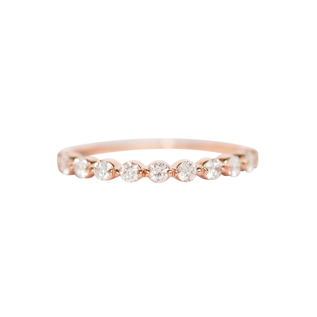 Rose Gold Women's Diamond Eternity Band, Single Prong Eternity Band ...